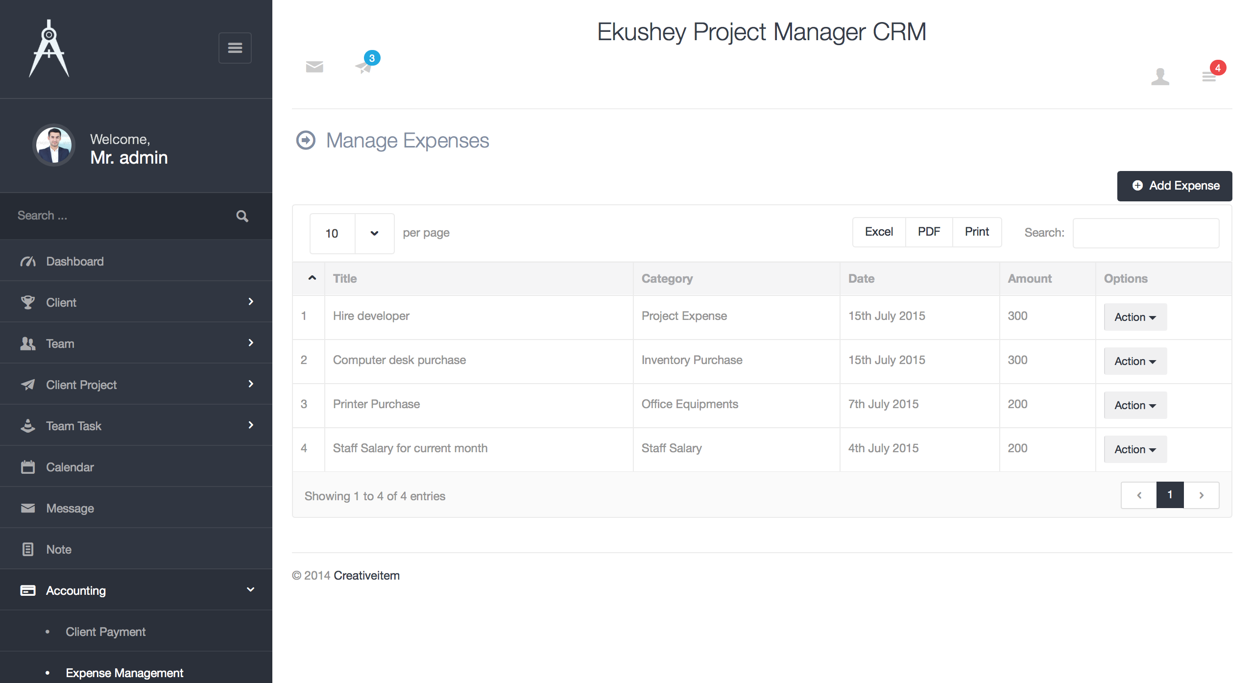 Ekushey Project Manager CRM by Creativeitem | CodeCanyon